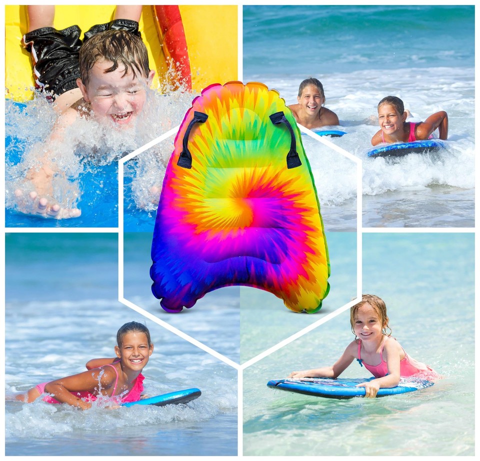 2 Pack Inflatable Surf Body Boards with Handles for Water Slides ...