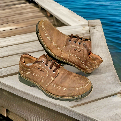 Ecco Fusion Mens Size 9.5 (43 EU) Casual Brown Leather Comfort Derby ...