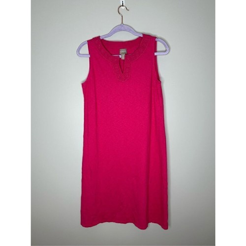 Chico’s Linen Blend Pink Embroidered Collar Dress Size 0 (4) | eBay
