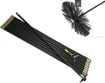 13PC Drain Rod Set + Chimney Sweep Sweeping Brush Worm Screw Plunger ...