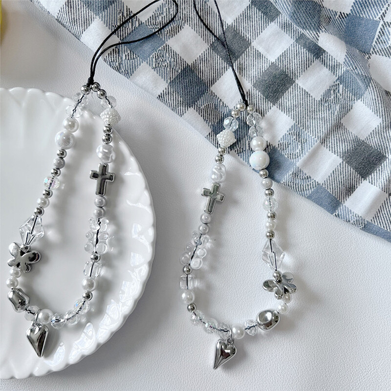 Bow Beaded Phone Pendant Love Key Chain Charm Earphone Case Hanging ...