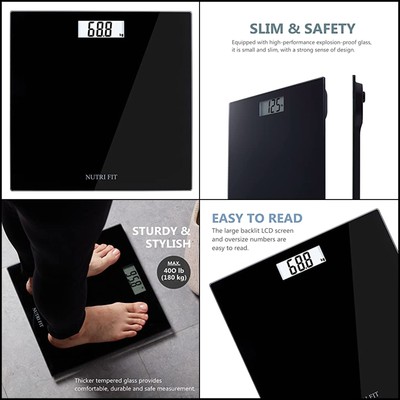 400LBS Digital Body Weight Scale Bathroom Ultra Slim Most Accurate for ...