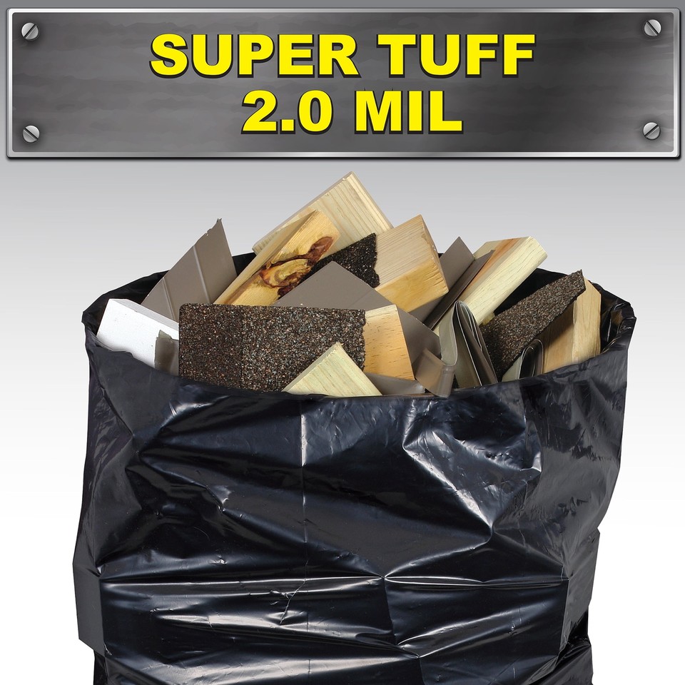 Brute Super Tuff Contractor Trash Bags, 55 Gallon, 20 Bags | eBay