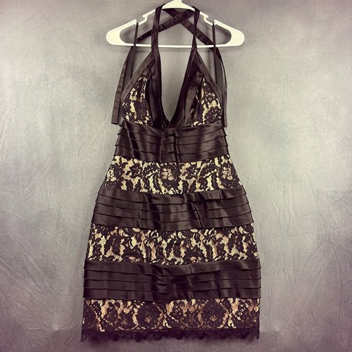 BCBG Max Azria Dress Sz 10 Floral Lace Goth Halter Top Midi A Line ...