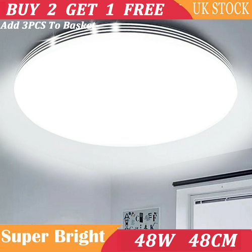 48W LARGE LED Ceiling Light Round Panel Down Lights Kitchen Living Room ...