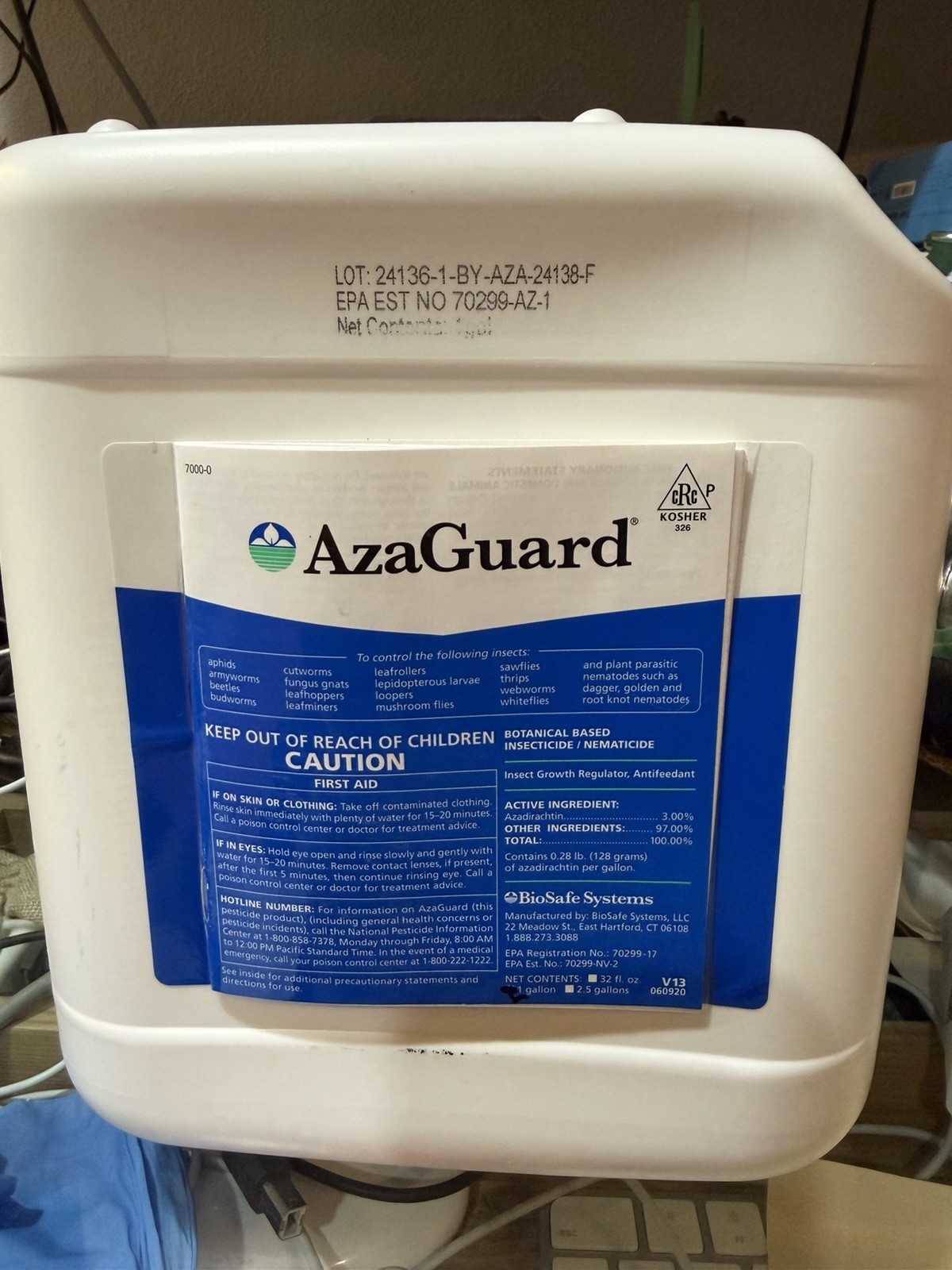 AzaGuard Concentrate Insecticide / Nematicide one gallon by BioSafe ...