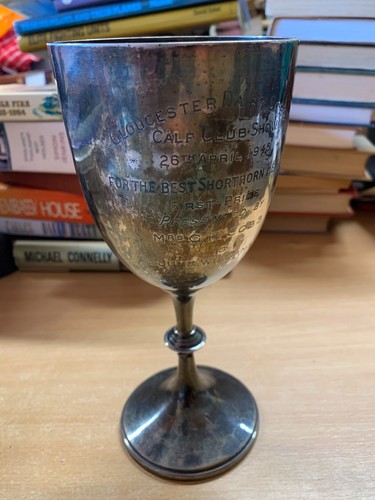 ANTIQUE 1908 CHESTER STERLING SILVER 225g 22cm -TALL CUP WW2 1945 PRIZE ...