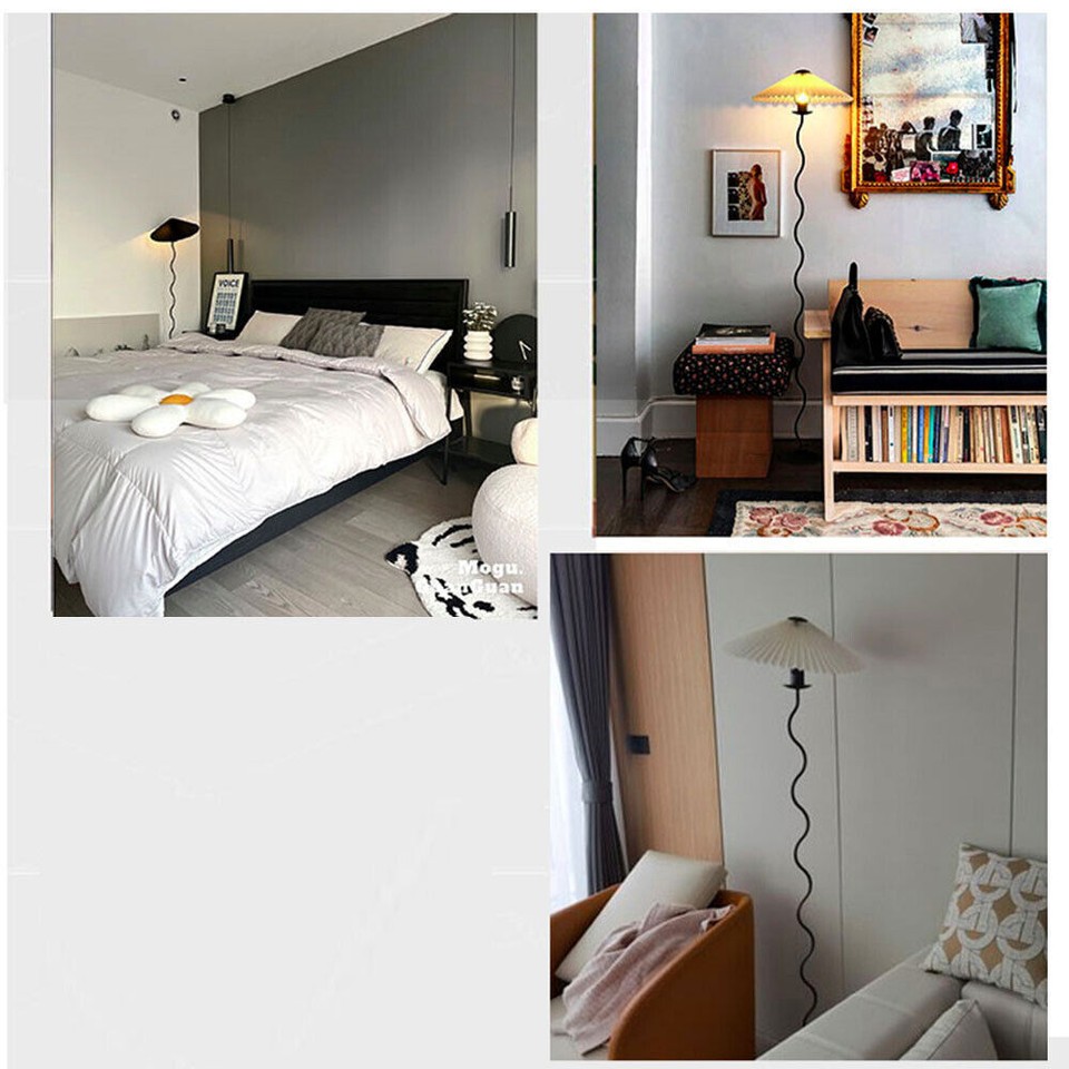 Floor Lamp Iron Wavy line Stands fabric Accordion Pleats Living ...