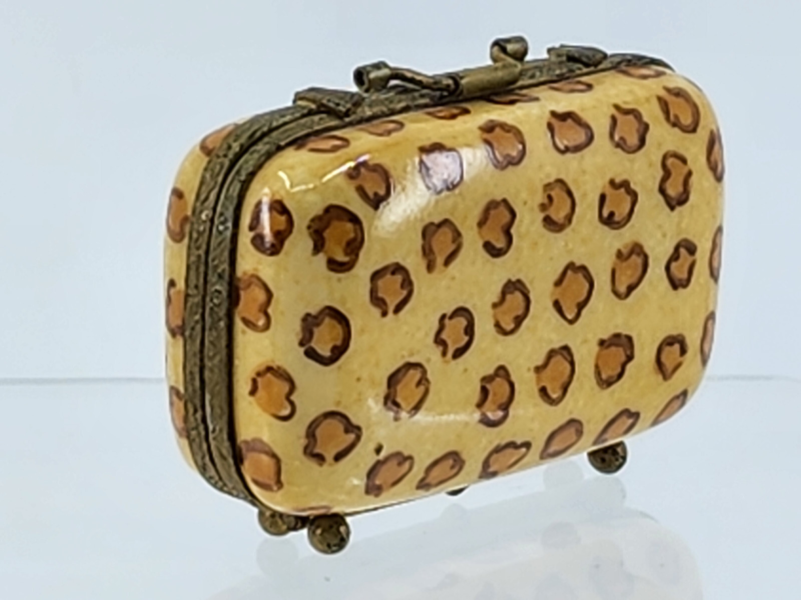 LIMOGES FRANCE PORCELAIN LEOPARD PRINT SUITCASE TRINKET BOX ~ 2.5" | eBay