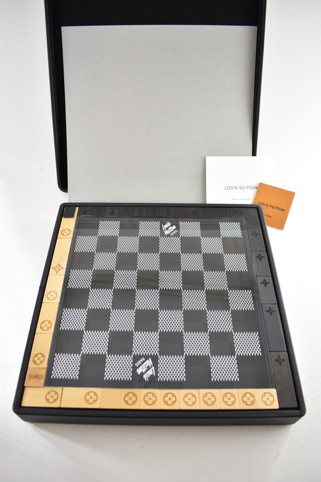 Louis Vuitton Chess Set Black White Damier Leather Ebony and Boxwood ...