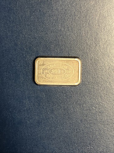 VINTAGE 1981 Anaheim Metal Co. 1 oz .999 Fine Silver USVI Ingot Bar ...