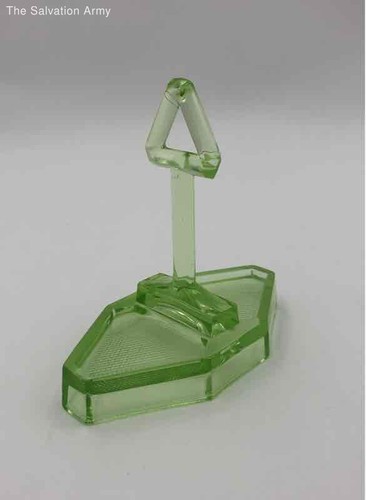 Vintage Uranium Green Glass Triangle Salt And Pepper Shaker Stand ...