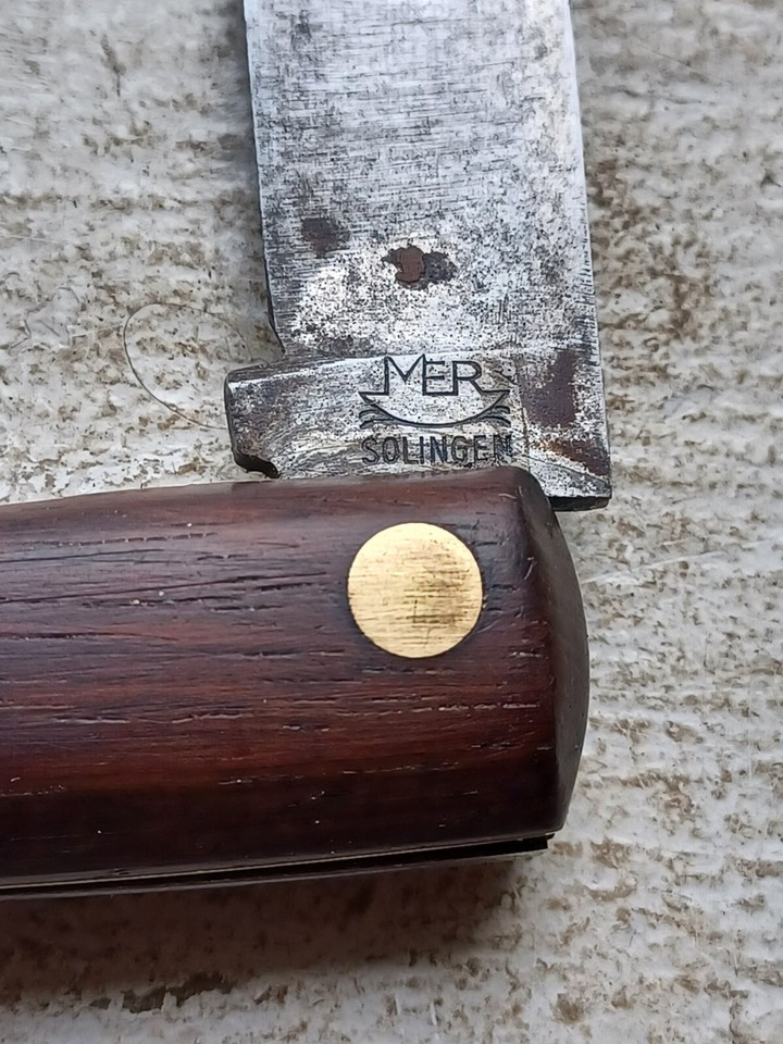 vintage mer knife germany folding solingen Wood Handle non locking | eBay