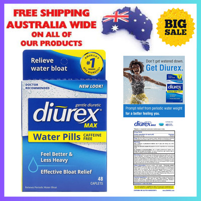 Diurex Max Water Pills Maximum Strength Caffeine Free Diuretic Relieve ...