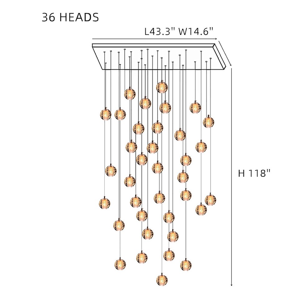 Modern G4 LED Bubble Crystal Round ball Ceiling Light Room Stair ...
