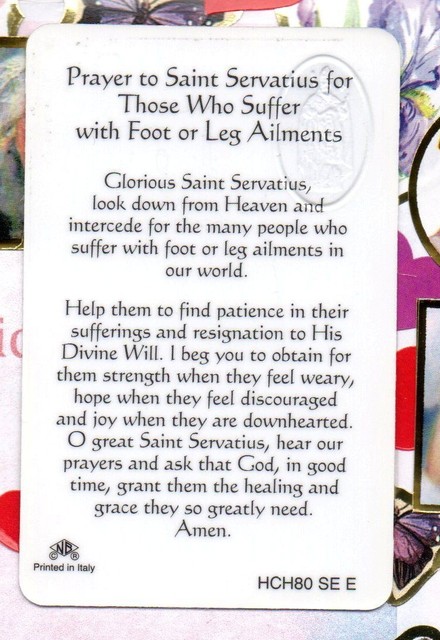 St. Servatius - Prayer (Patron of Foot & Leg Ailment)- Plastic stock ...