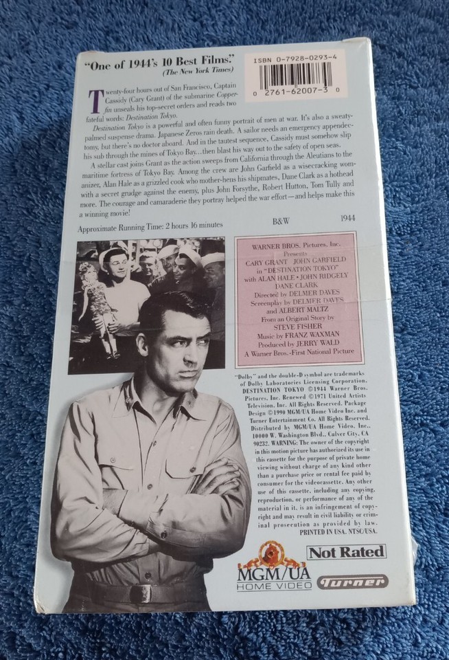 Destination Tokyo VHS Cary Grant John Garfield Delmer Daves New Sealed ...