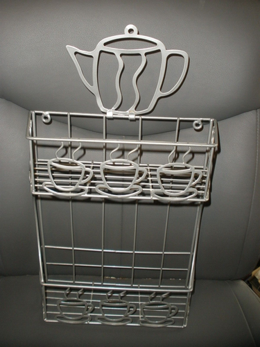 Metal Wall Hanging or Counter Rack Teapot & Tea Cup Design 10"x17"x4 ...
