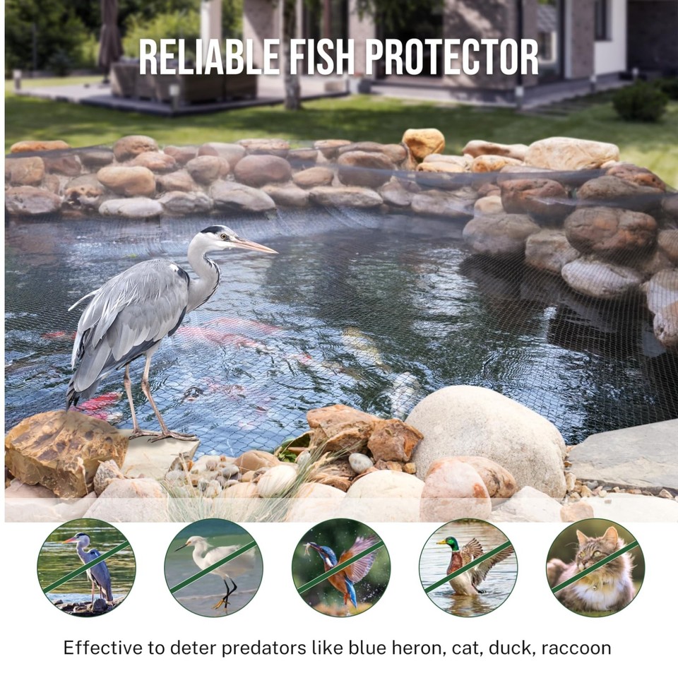 Pond Netting Cover for Leaves, 28 x 30 Koi Pond Net Cover, Durable ...