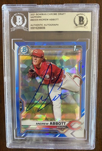 Andrew Abbott Auto Signed 2021 Bowman Chrome Draft Sapphire #BDC8 1st ...