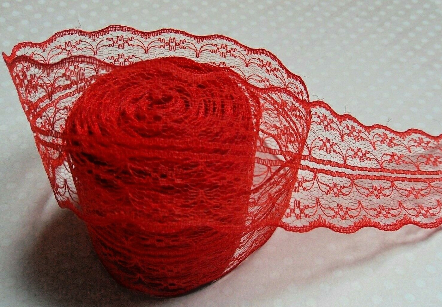 Red Lace Ribbon with scalloped edge | eBay UK