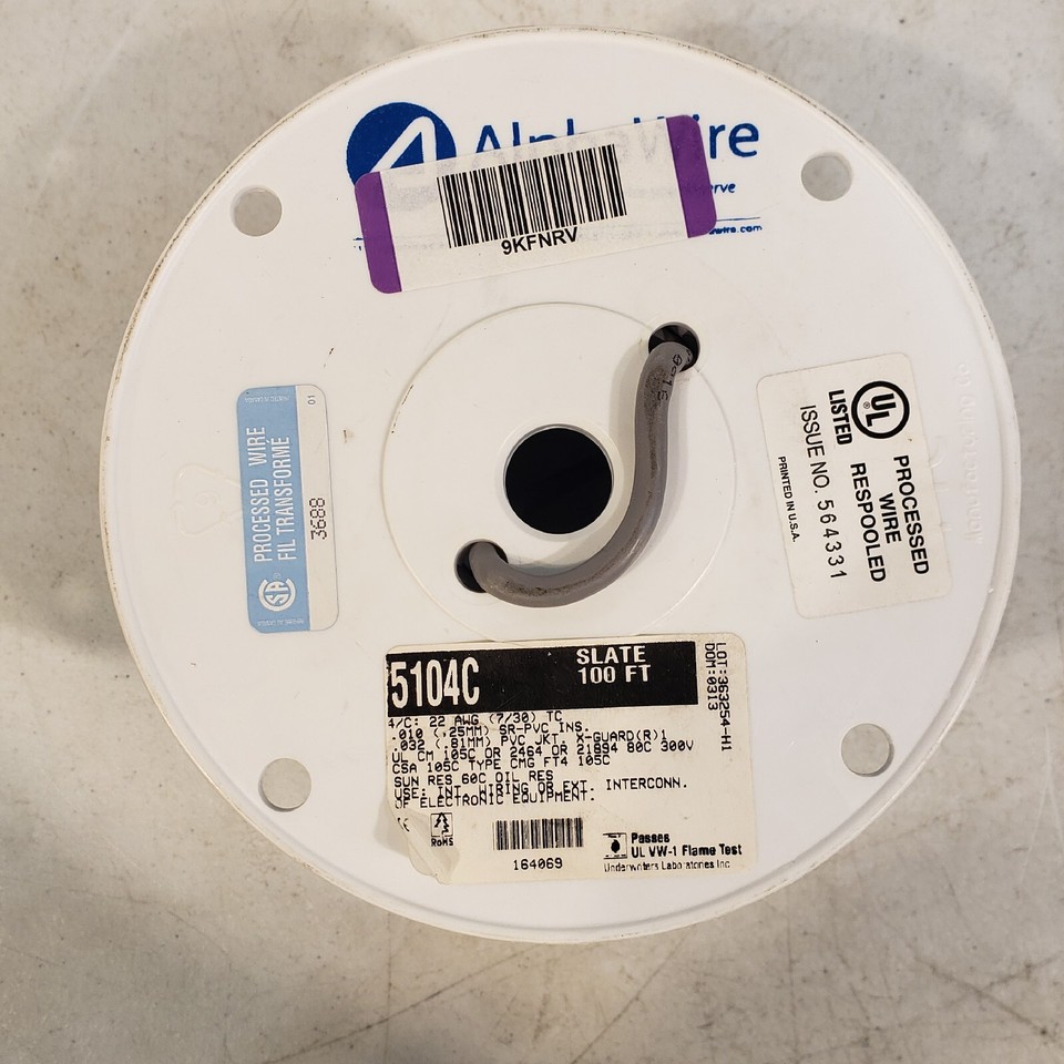 Alpha Wire 5104C SL005 4-Conductor Copper Wire 22 AWG - Price Per Foot ...