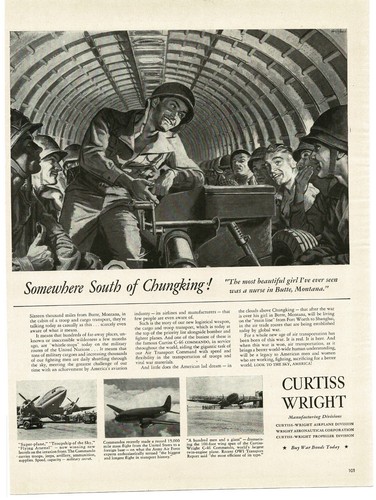 1943 Curtiss Wright Cyclone Plane Engines C-46 Commando Transport WWII ...