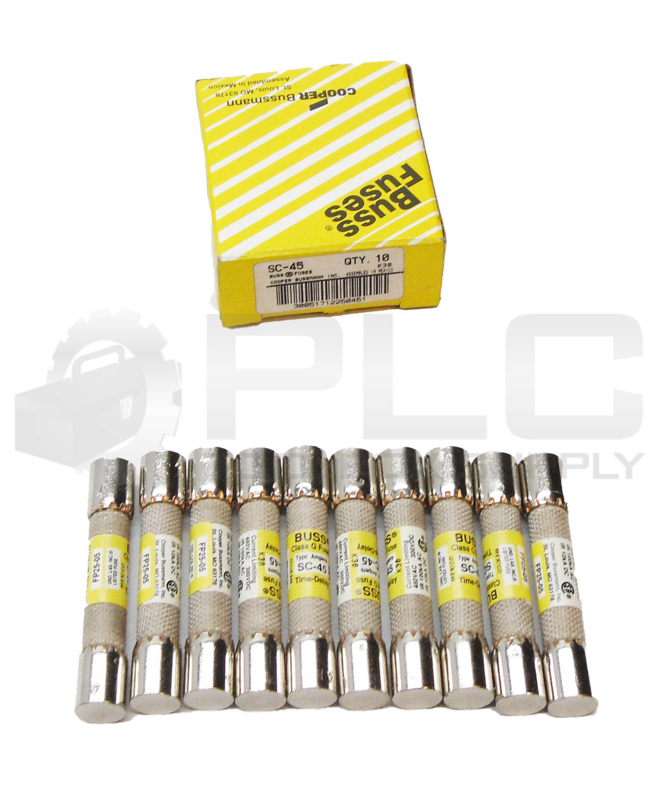 NEW BOX OF 10 BUSSMAN SC-45 TIME DELAY FUSES CLASS G 480VAC 45A | eBay