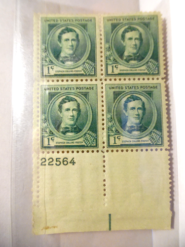 SCOTT STAMP # 879 STEPHEN FOSTER 1 CENT PLATE BLOCK - MNH | eBay