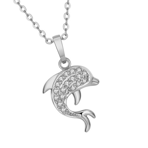 3 Pieces Micro-inlay Lovely Dolphin Necklace Irregular Shape Decor ...