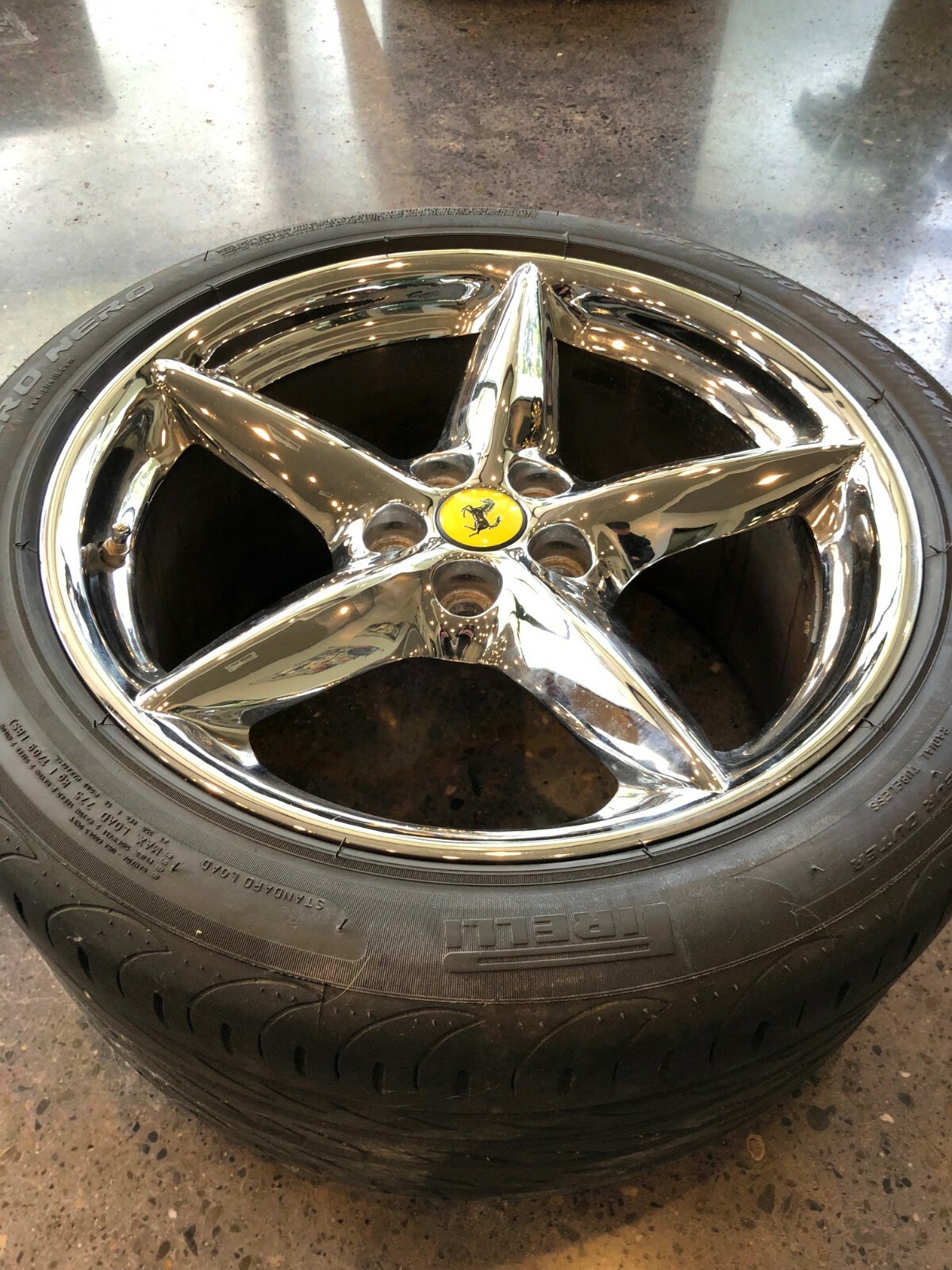 Ferrari 360, Chrome 5 Spoke Original Rear Wheel, Rim, Used P/N 164175 ...