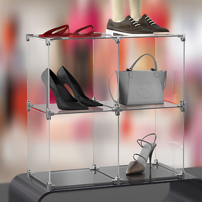Modular Clear Acrylic Cube Display Stand System Storage Shelving Shop ...