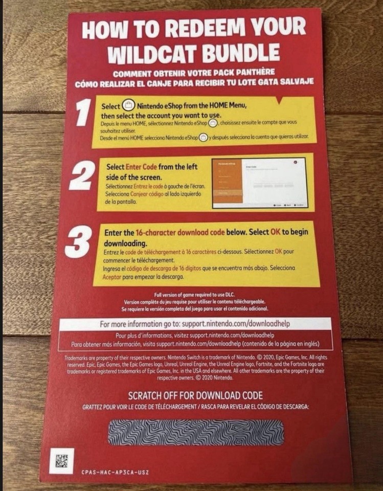 Nintendo Switch Fortnite Wildcat Code (Hit 3133446952) | eBay