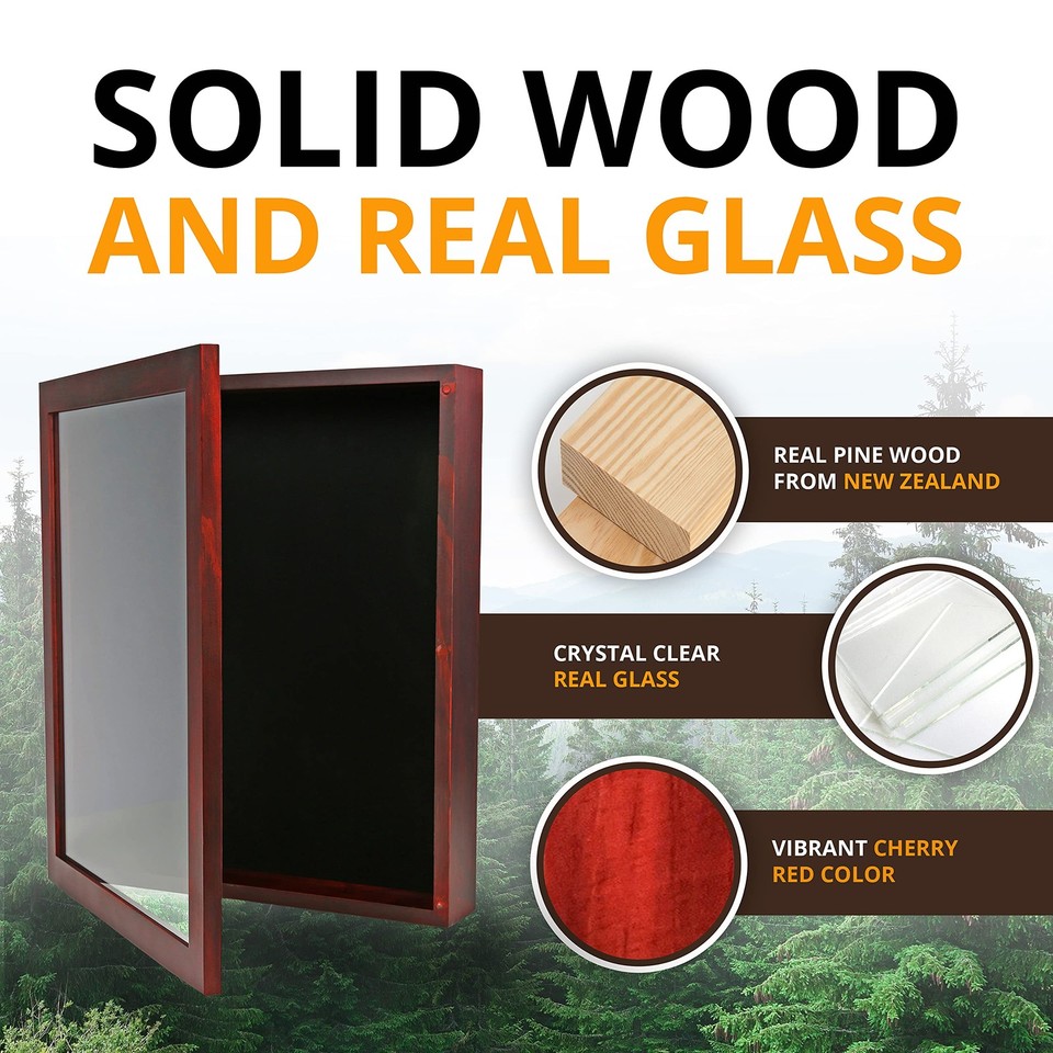 14x17 Large Shadow Box Frame, Deep Shadow Box Display Case, Red Shadow ...