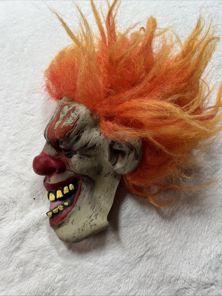 Halloween Scary Clown Mask Creepy Evil Teeth Flames Orange & Yellow ...