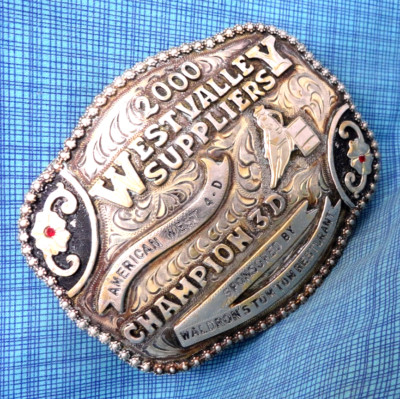 2000 Barrel Racing Champion 3D Trophy Belt Buckle Rodeo Cowgirl Tres ...