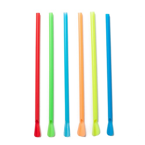 100pcs Multicolour Straw Drinking Straw Spoon Bar Pub Slush Straw Party ...