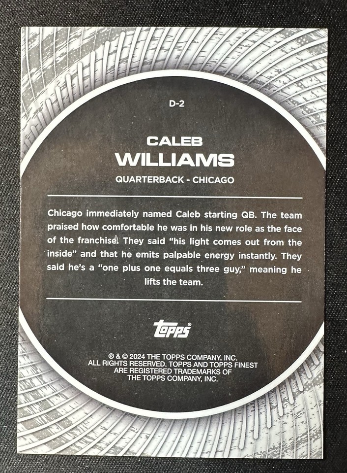 2024 TOPPS FINEST D-2 CALEB WILLIAMS FINEST DEBUTS CHICAGO BEARS | eBay