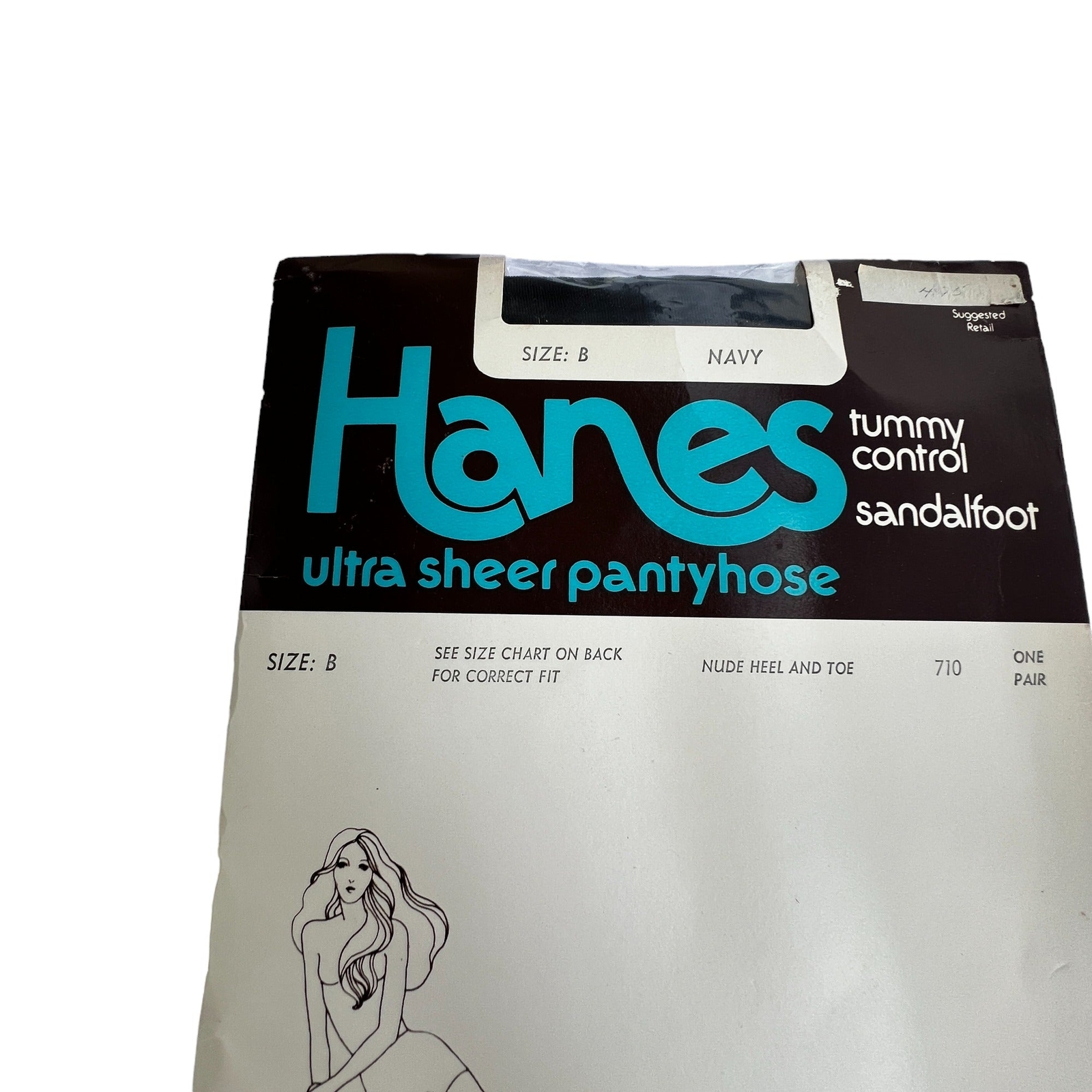 Hanes Navy Blue Tummy Control Sandalfoot Ultra Sheer Pantyhose Size B ...