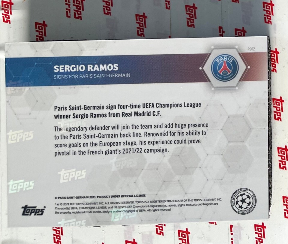 SERGIO RAMOS Signs for Paris Saint-Germain - UCL TOPPS NOW Card #PS02 ...
