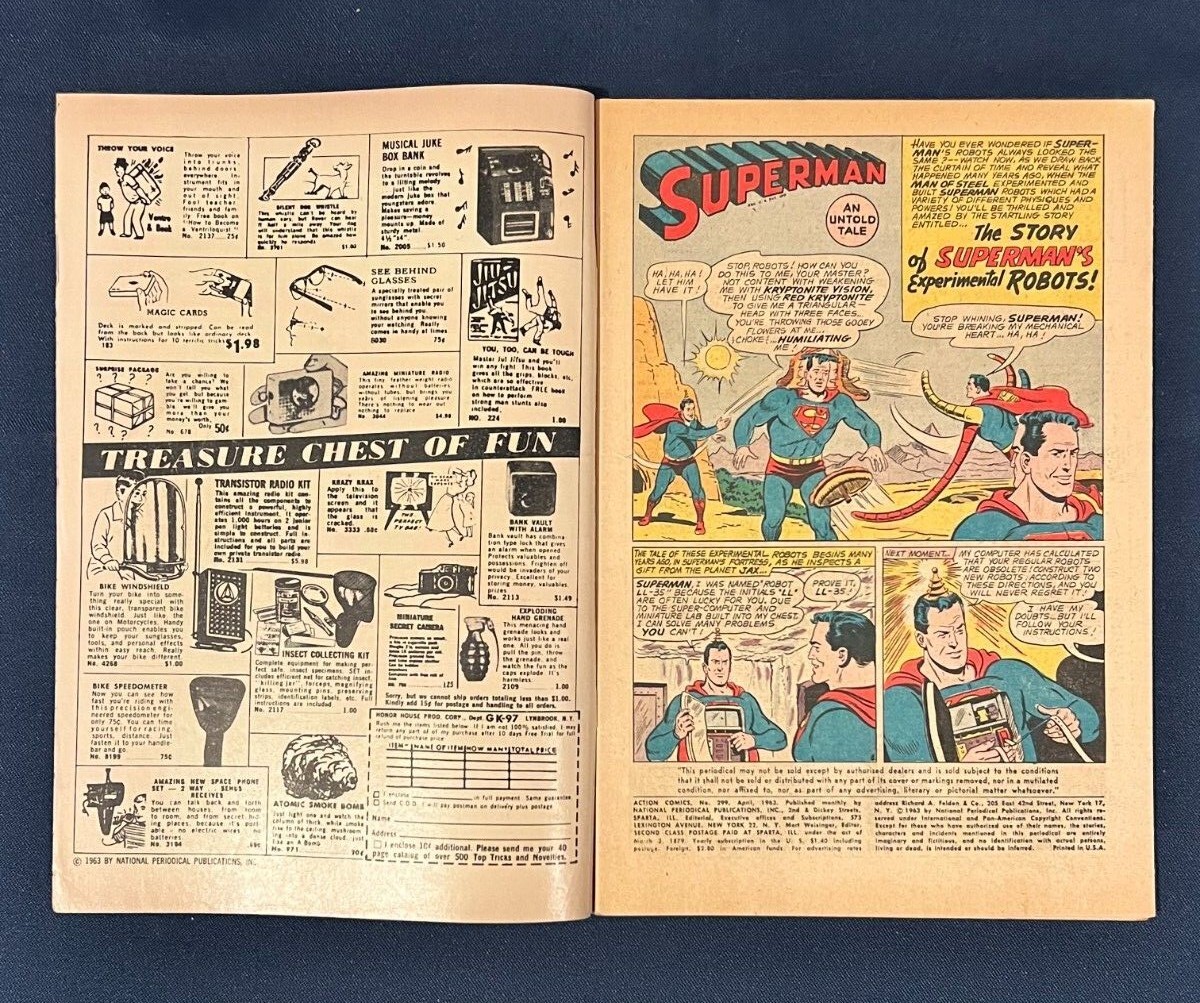 1963 DC Comics ACTION COMICS No. 299 Superman Superbaby II Silver Age ...