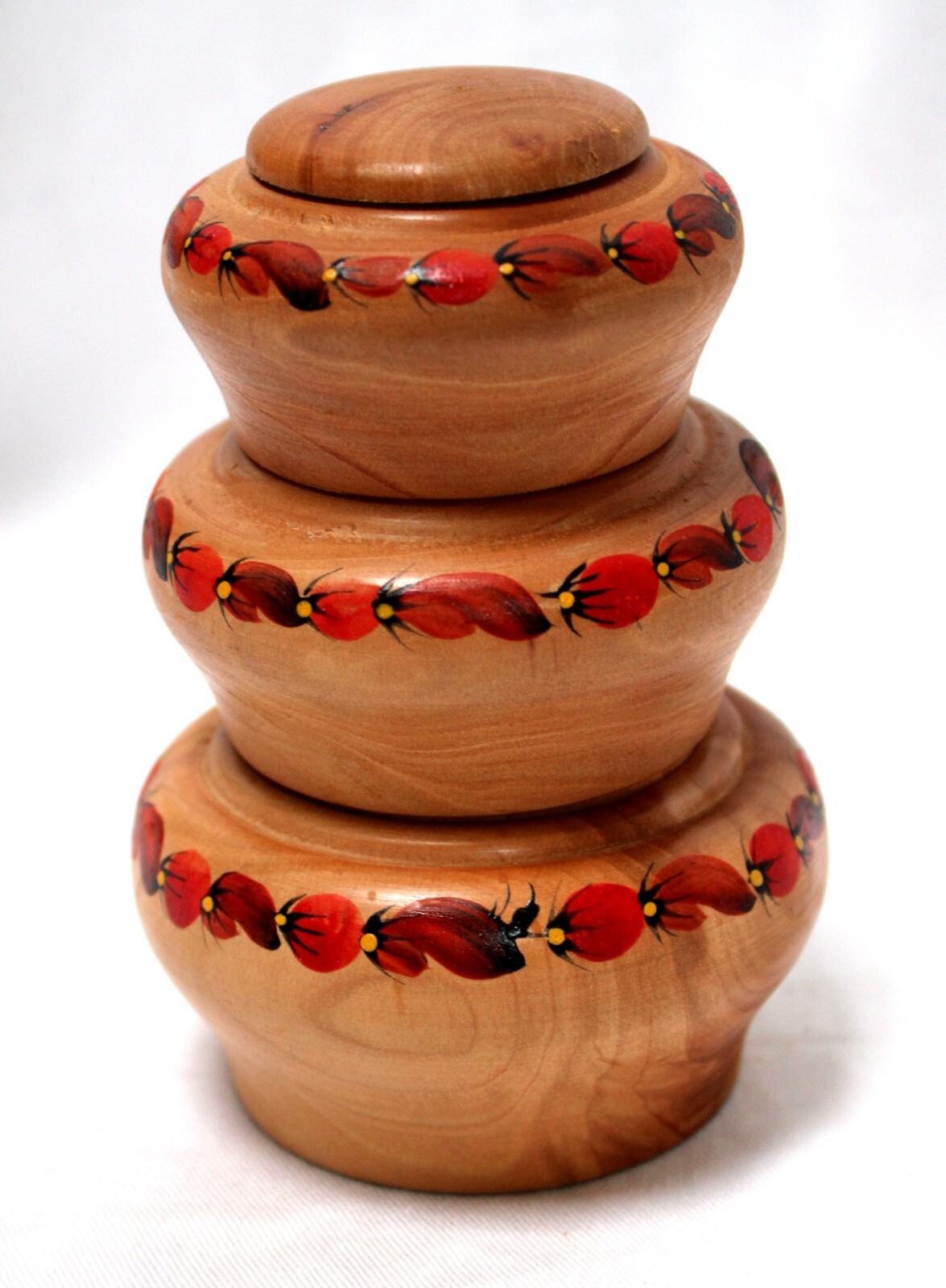 Vintage Ukrainian Hardwood Handmade Hand Painted Unique Set 3 Trinket Boxes #52 | eBay