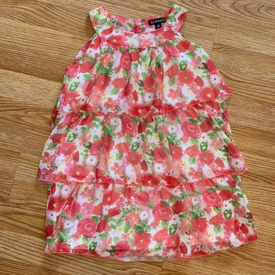 George Little Girls Size 10/12 Sleeveless Layered Ruffle Dress Coral ...