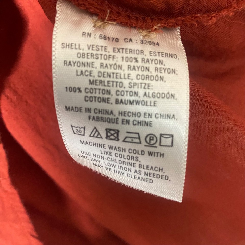 Maeve Anthropology Button Down Blouse Womens Size 6 Rust Red Lace ...