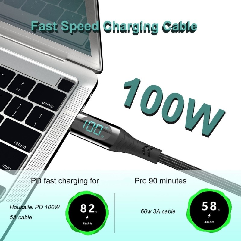 100W USB Type C Charging Cord Double USB C Quick Charging Cable with ...
