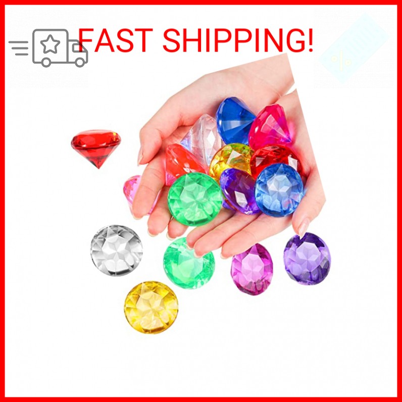 Zomiboo 16 Pcs Acrylic Diamond Large Gems Pirate Round Treasure Toy ...