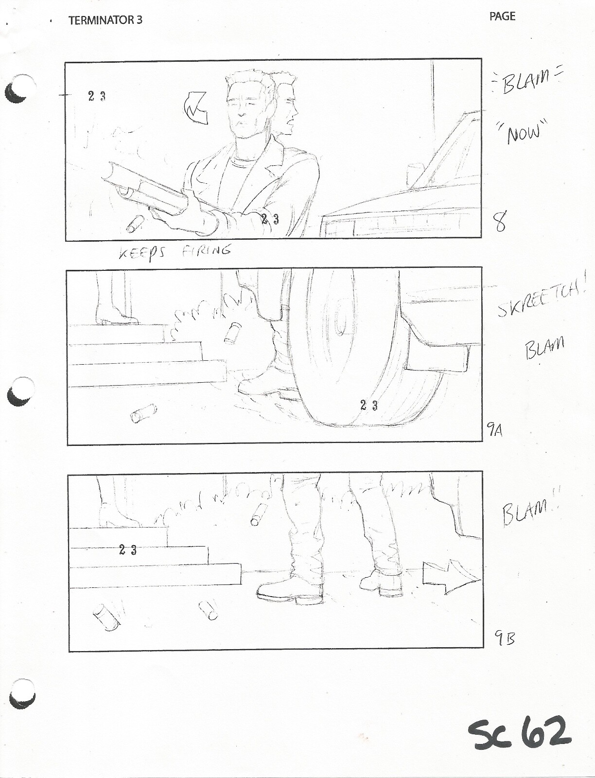 Terminator 3 original production used T3 storyboard sheet includes ...
