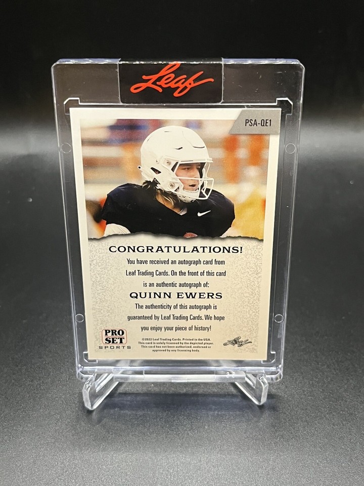 2022 Leaf Pro Set Auto Quinn Ewers Blue Auto Autograph #4/6 Texas ...