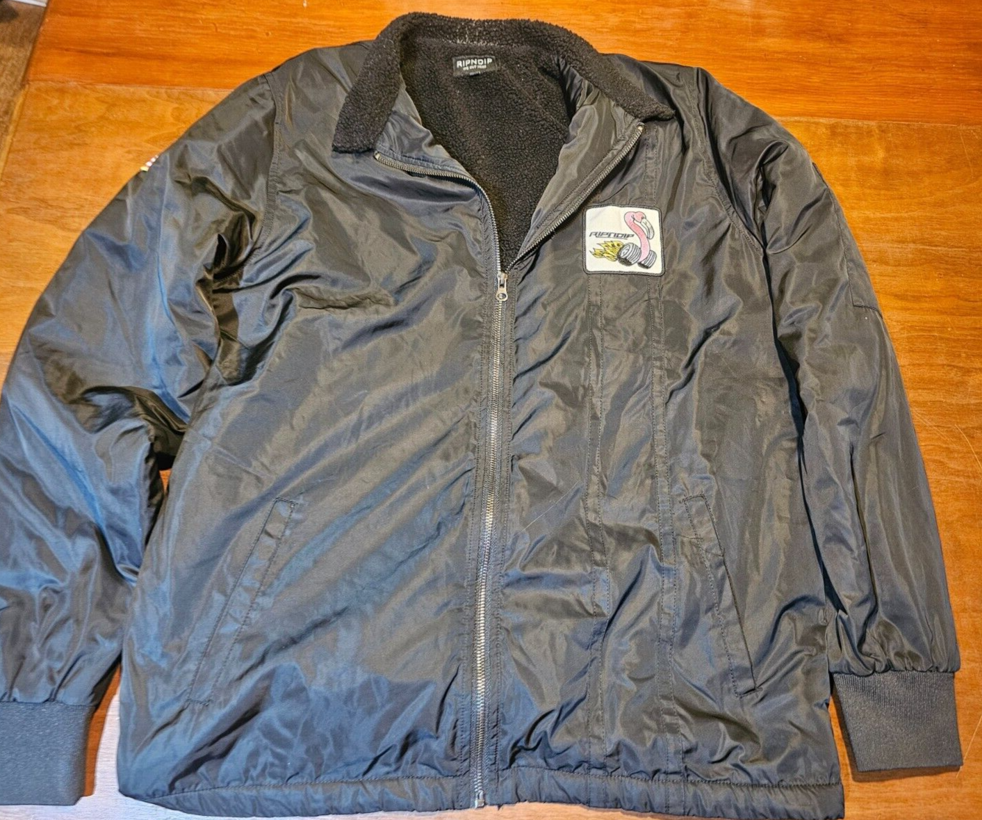 Ripndip Black Jacket Size XL with Flamingo Embroidered Patch | eBay