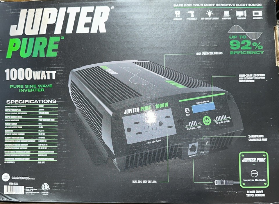 Jupiter Pure 1000 Watt Pure Sine Wave Power Inverter NEW IN BOX | eBay